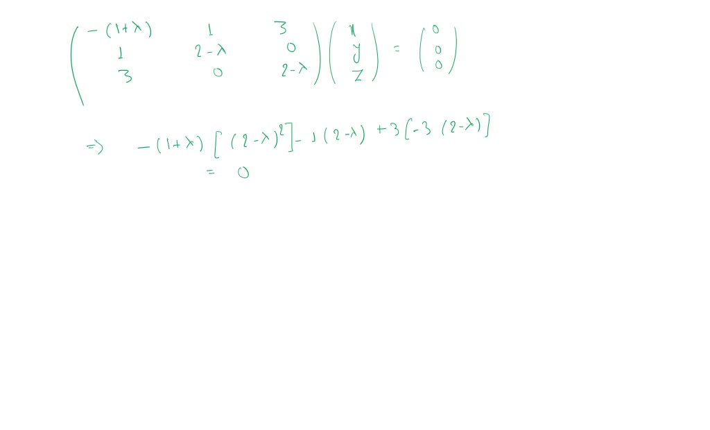 SOLVED: For what values of λdoes the following set of equations have nontrivial solutions for x ...