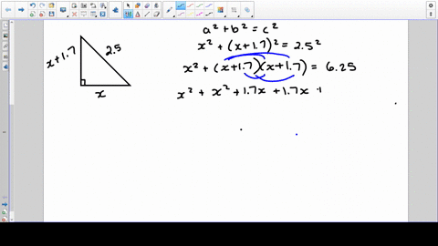 SOLVED:The hypotenuse of a right triangle is 2.5 units long. The longer ...