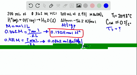 SOLVED: A quantity of 2.00 ×10^2 mL of 0.862 M HCl is mixed with 2.00 ×10^2 mL of 0.431 M Ba(OH ...