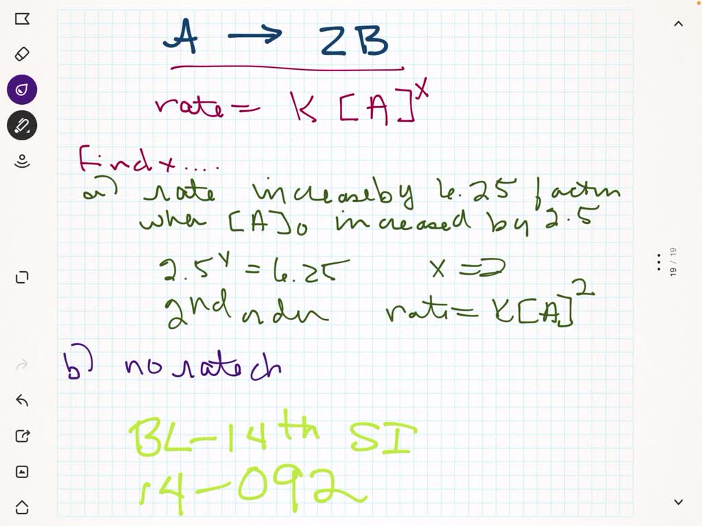 SOLVED:You perform a series of experiments for the reaction A →2 B and find that the rate law ...