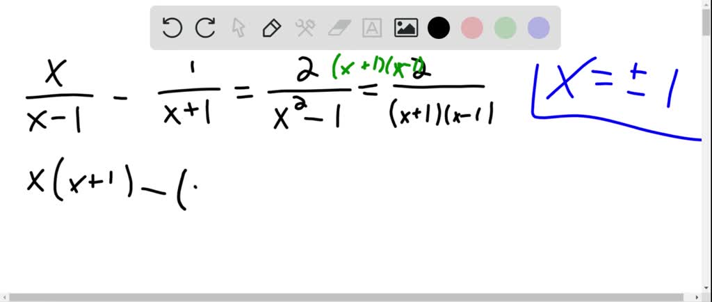 SOLVED:Solve each equation. \frac{x}{x-1}-\frac{1… SOLVED:Solve each equation. \frac{x}{x-1}-\frac{1…