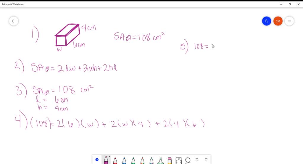 The surface area of a rectangular solid is 108 cm^2. The height of the ...