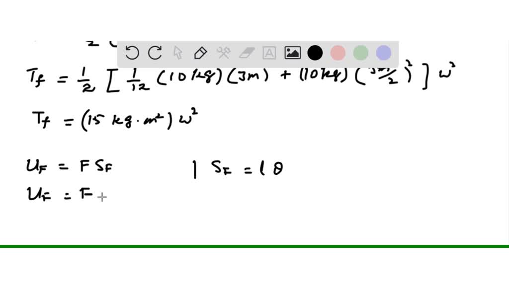 The 10-kg uniform slender rod is suspended at rest when the force of F ...