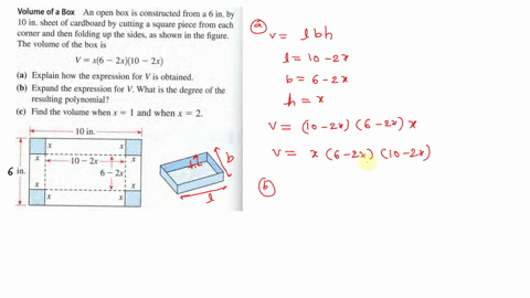⏩SOLVED:Volume of a Box An open box is constructed from a 6 in. by ...