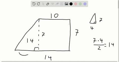 SOLVED:Find the area of each trapezoid by dividing it into a rectangle ...