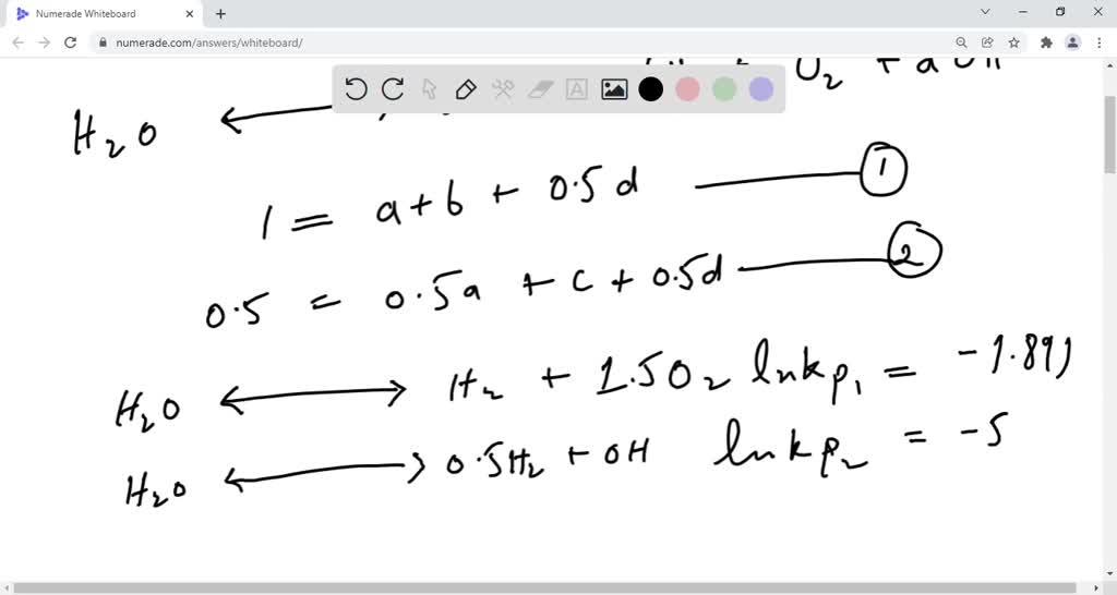 Calculate the equilibrium composition for the reaction H2+(1)/(2) O2 ⇔H2 O when the ratio of the ...