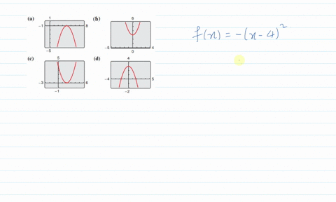 SOLVED:Match the quadratic function with its graph. [The graphs are labeled (a), (b), (c), and ...