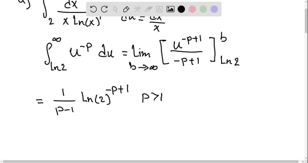 ⏩SOLVED:Logarithmic p-series a. Show that the improper integral ∫2^∞ ...