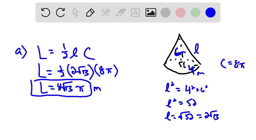 The slant height of a right circular cone is 12 cm. The angle formed by ...