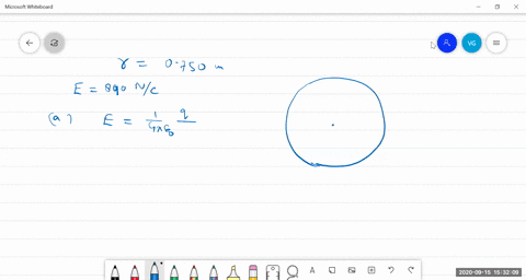 The electric field everywhere on the surface of a thin spherical shell of radius 0.750 m is ...