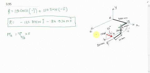 SOLVED:A 2.6 -kip force is applied at point D of the cast-iron post ...