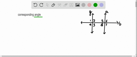 SOLVED:One pair of corresponding angles in the figure above is ∠1 and ∠5 Which angle corresponds ...