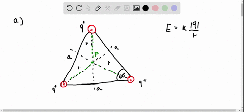 SOLVED:Three equal positive charges q are at the corners of an equilateral triangle of side a as ...