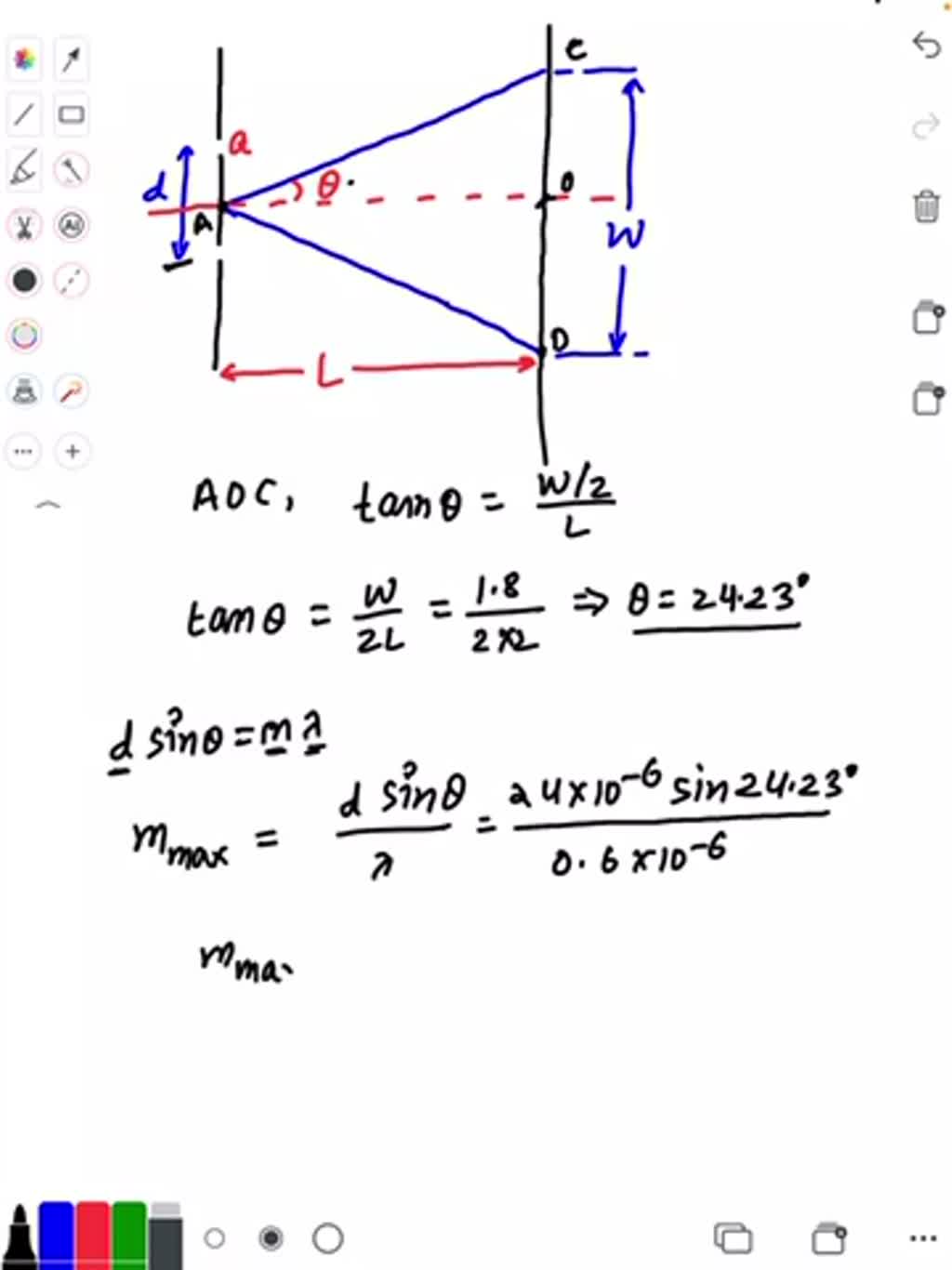 SOLVED:A double slit is opposite the center of a 1.8 -m-wide screen ...