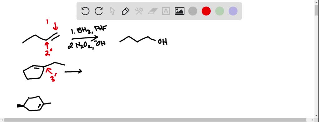 SOLVED:Draw the products formed when each alkene is treated with BH3 followed by H2 O2, HO ...
