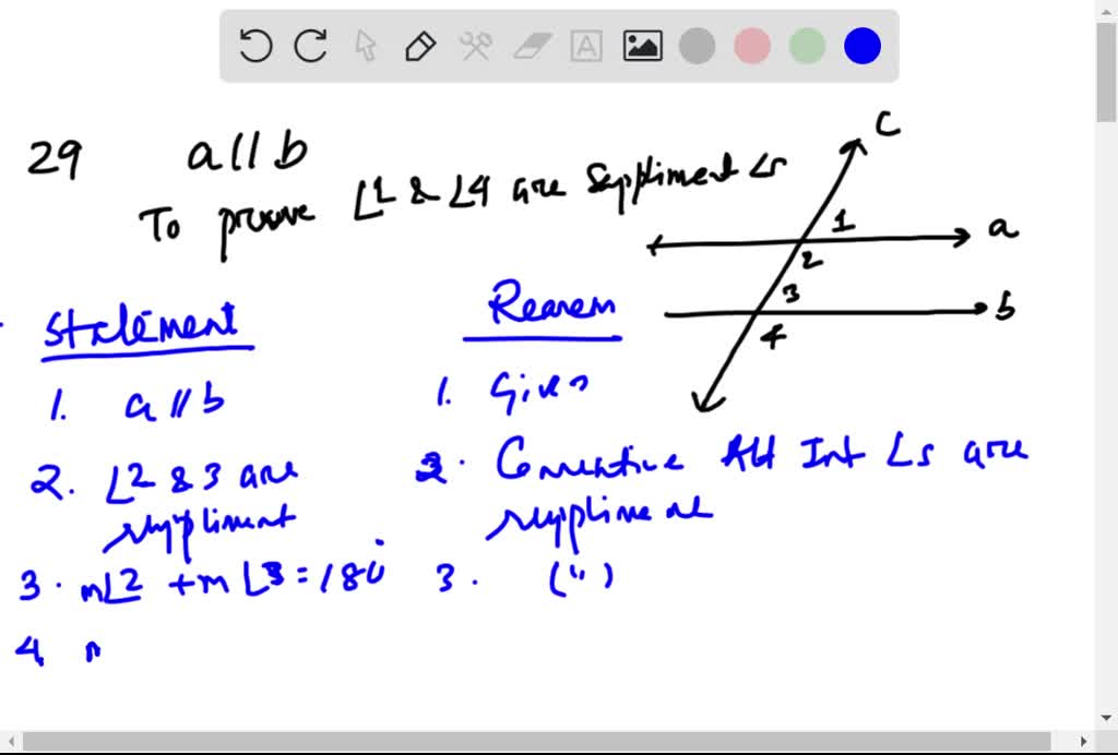 SOLVED:In Exercises 28 to 30, write a formal proof of each theorem. If two parallel lines are ...