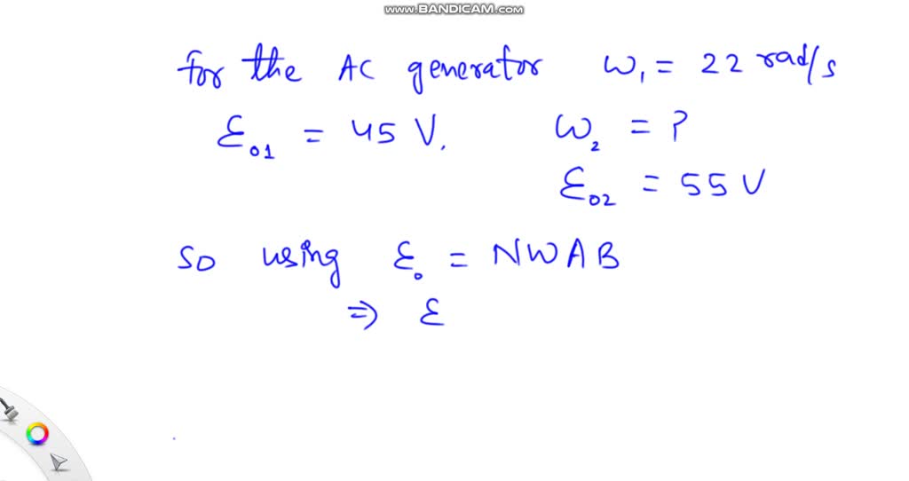 SOLVED: The maximum induced emf in a generator rotating at 22 rad / s is 45 V. How fast must the ...