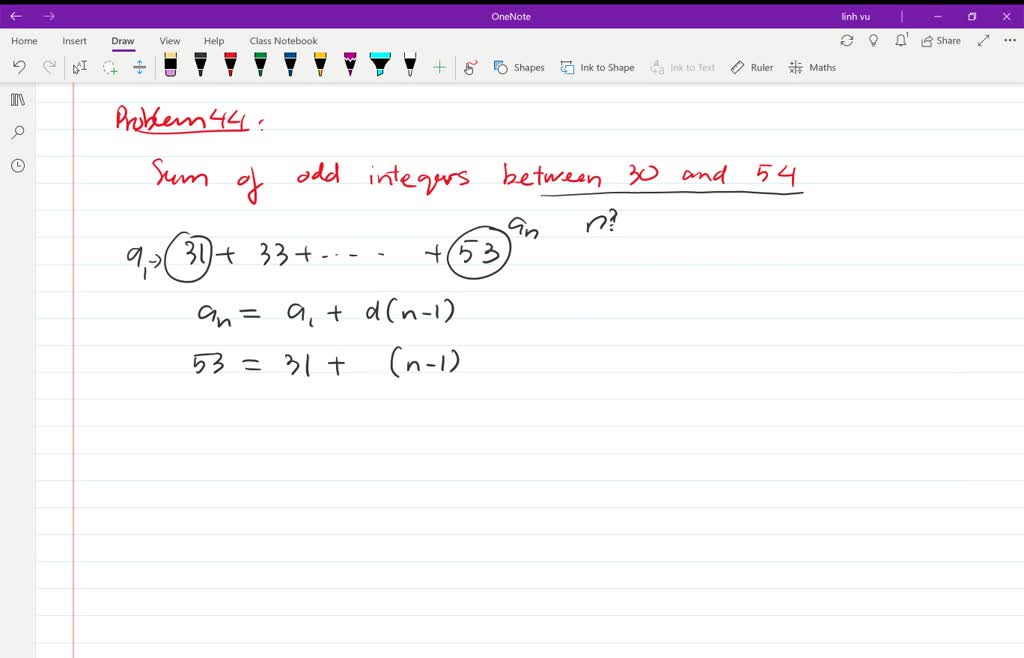 Find The Sum Of The Odd Integers Between 30 And 54