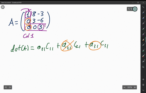 SOLVED:Expand the matrix by row or column to calculate the determinant. Matrix A in Exercise 12