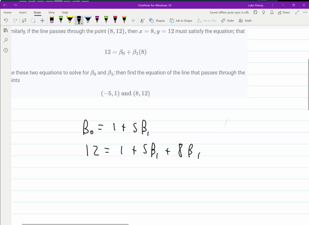 The equation for a straight line (deterministic model) is y=β0+β1 x If ...