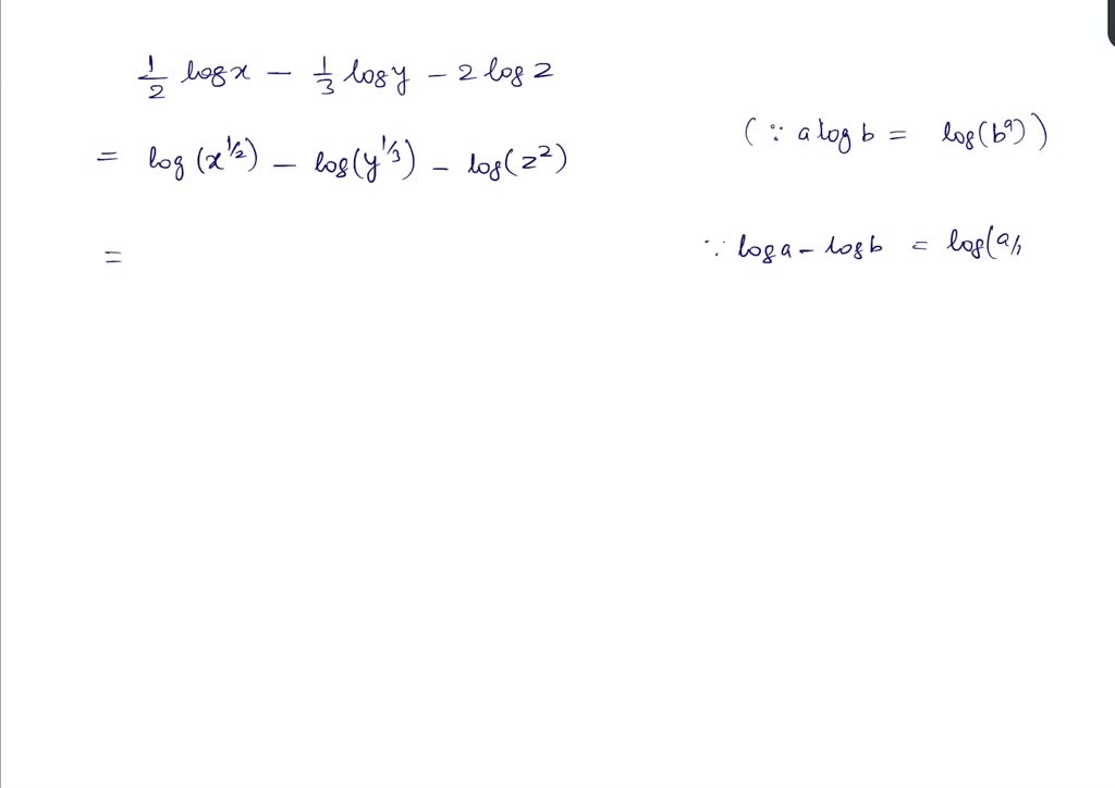 SOLVED:Use the properties of logarithms to rewrite each expression as a ...