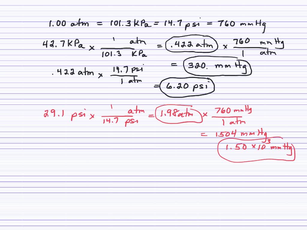 SOLVED Convert Each Of The Following Pressure Measurements To Atm