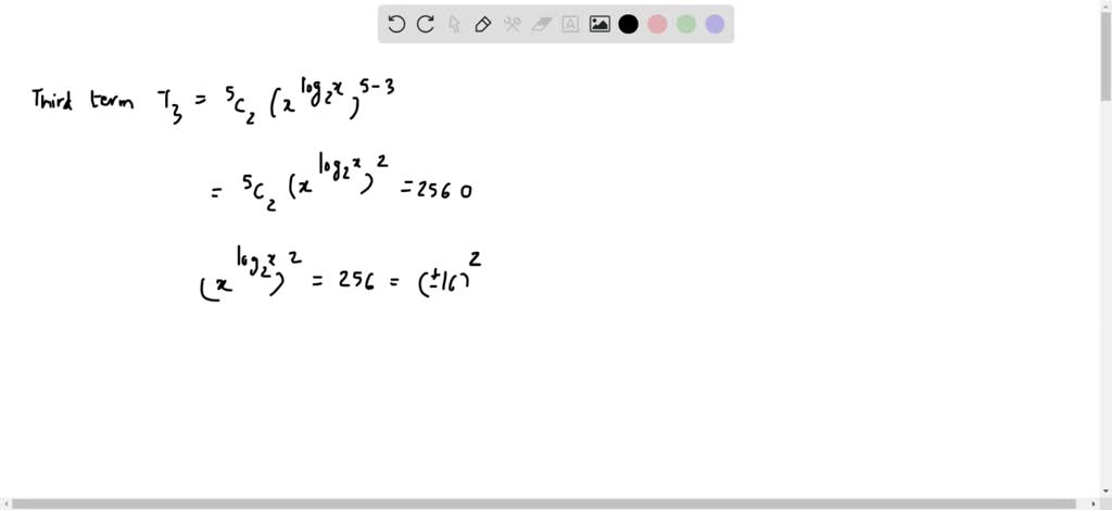 If the third term in the binomial expansion of (1+x^log2 x)^5 equals ...