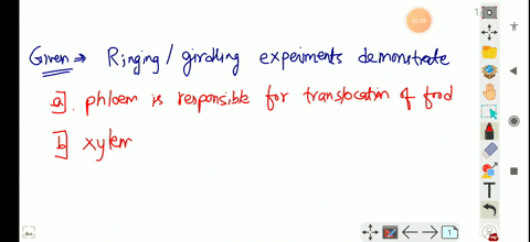 ⏩SOLVED:Ringing/girdling experiments demonstrate (a) phloem is… | Numerade