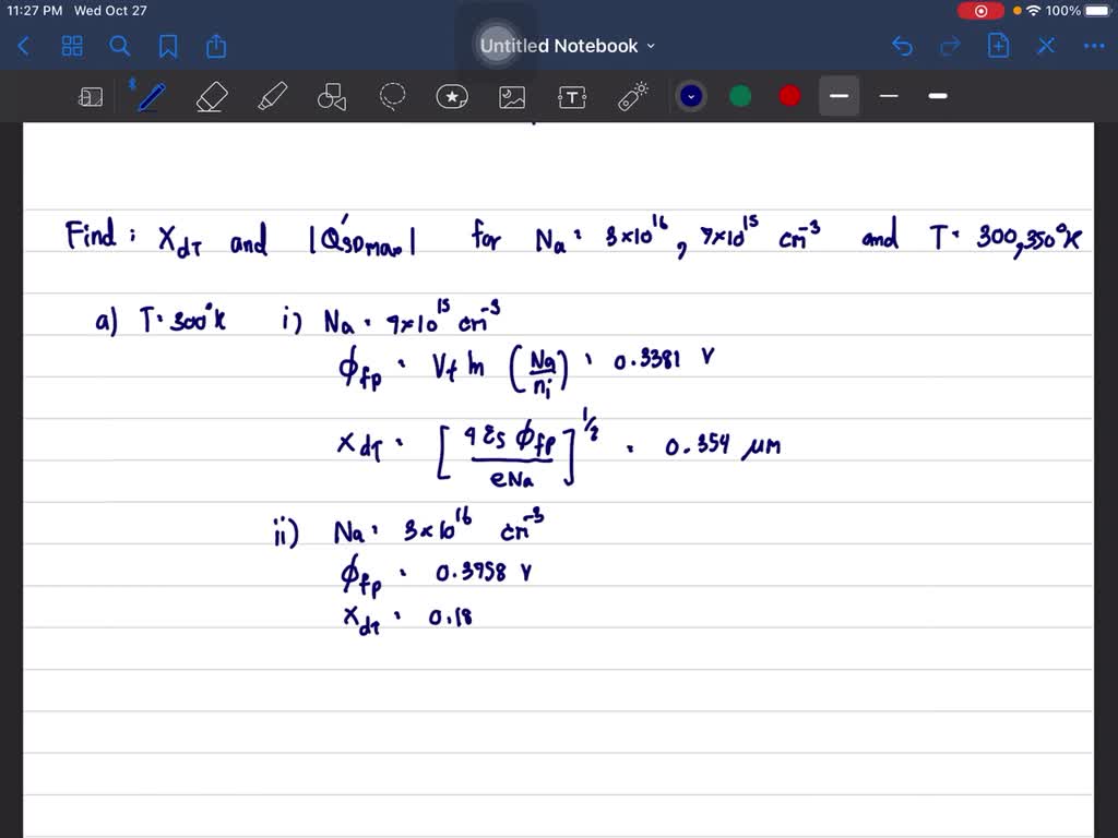 (a) Calculate the maximum space charge width xd T and the maximum space charge density |Qs D ...