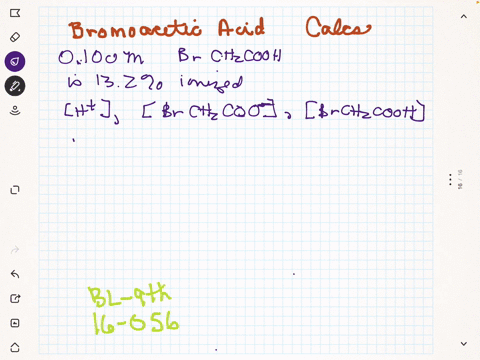 SOLVED:A 0.100 M solution of bromoacetic acid (BrCH2 COOH) is 13.2 % ...