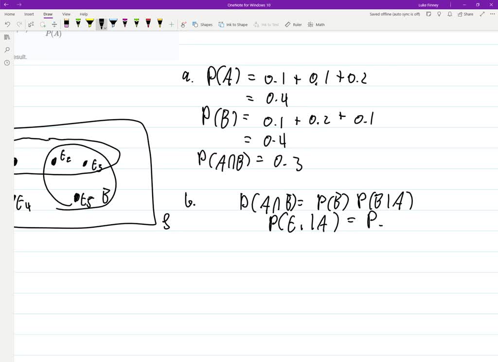 SOLVED:Consider the experiment depicted by the Venn diagram, with the sample space S containing ...