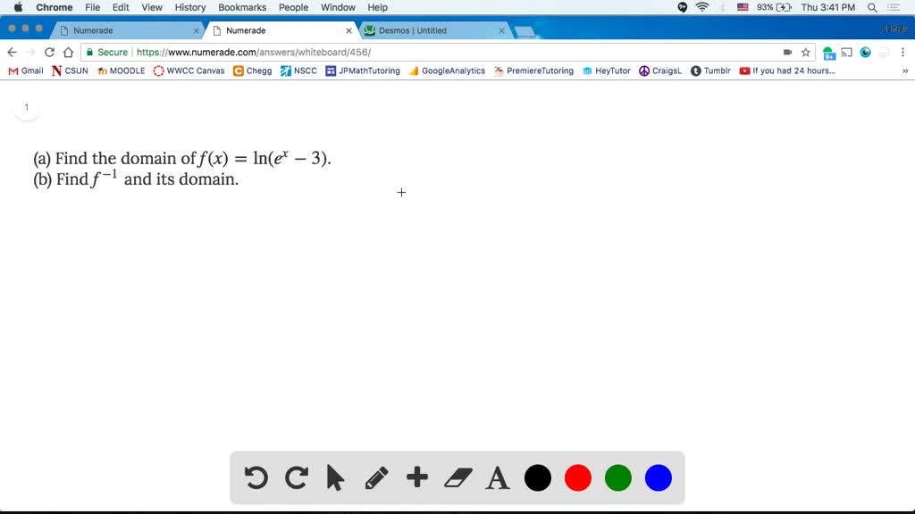 SOLVED a Find The Domain Of F x ln left e x 3 right b Find F
