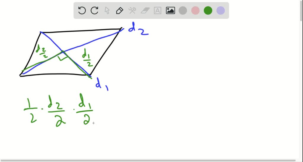SOLVED: The formula for the area of a rhombus is A= 1/2d1d2, where d1 ...