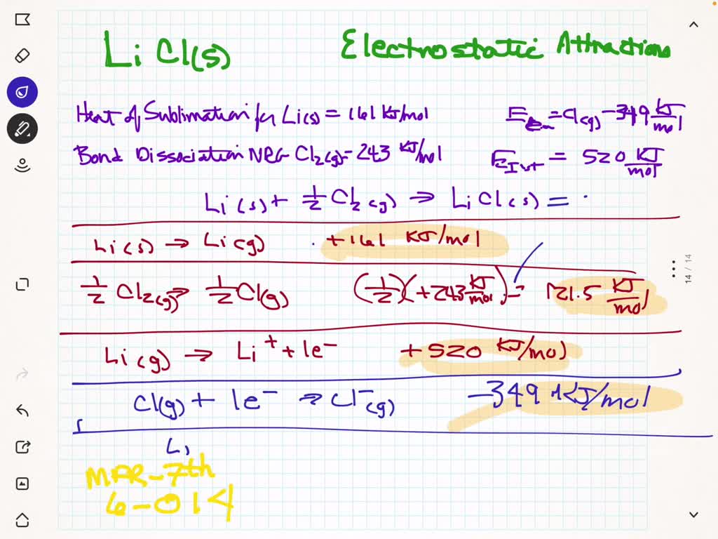 SOLVED:Calculate the electromotive force of Li(l)|LiCl(l)| Cl2(g) at ...