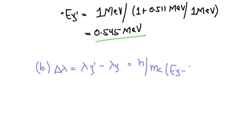 SOLVED:A 1 MeV photon is Compton scattered at an angle of 55 degrees ...