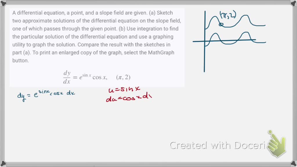 SOLVED:A differential equation, a point, and a slope field are given ...