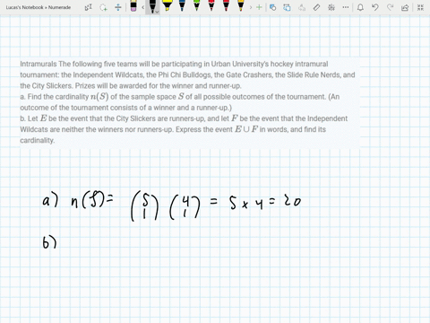 SOLVED: Use counting arguments from the preceding chapter. Intramurals ...