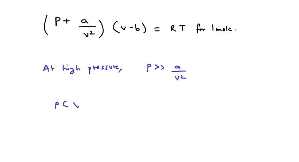 SOLVED:The compressibility factor for a real gas at high pressure is ...