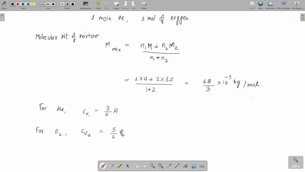 The speed of sound in a mixture of 1 mole of helium and 2 moles of ...