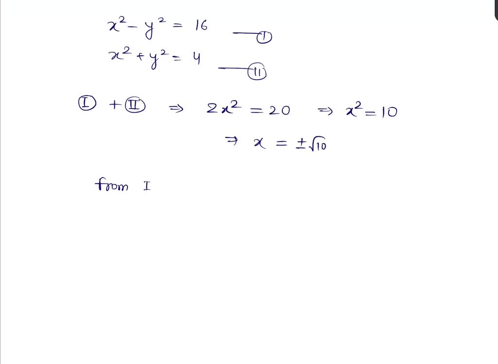 SOLVED x 2 y 2 16