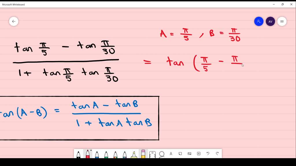 SOLVED:Use the addition formulas for tangent to simplify each ...