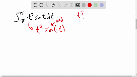 SOLVED: Symmetry in integrals Use symmetry to evaluate the following integrals. ∫-π^π t^2 sint d ...