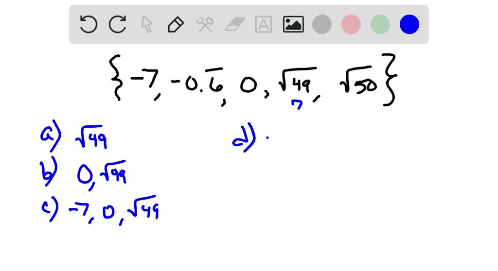 SOLVED:List all numbers from the given set that are a. natural numbers, b. whole numbers, c ...