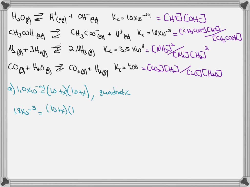 SOLVED:Calculate the equilibrium conversion and concentrations for each ...