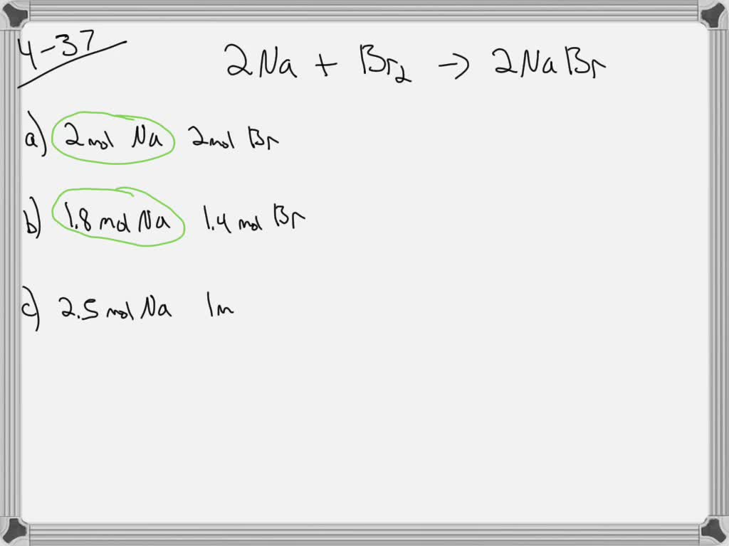 SOLVED:For the reaction shown, find the limiting reactant for each of the following initial ...