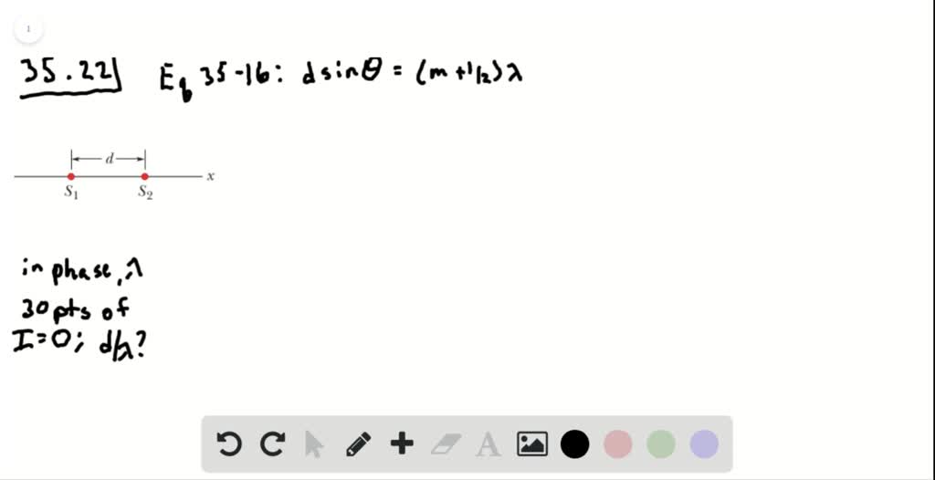 SOLVED: In Fig. 35-37, two isotropic point sources S1 and S2 emit identical light waves in phase ...