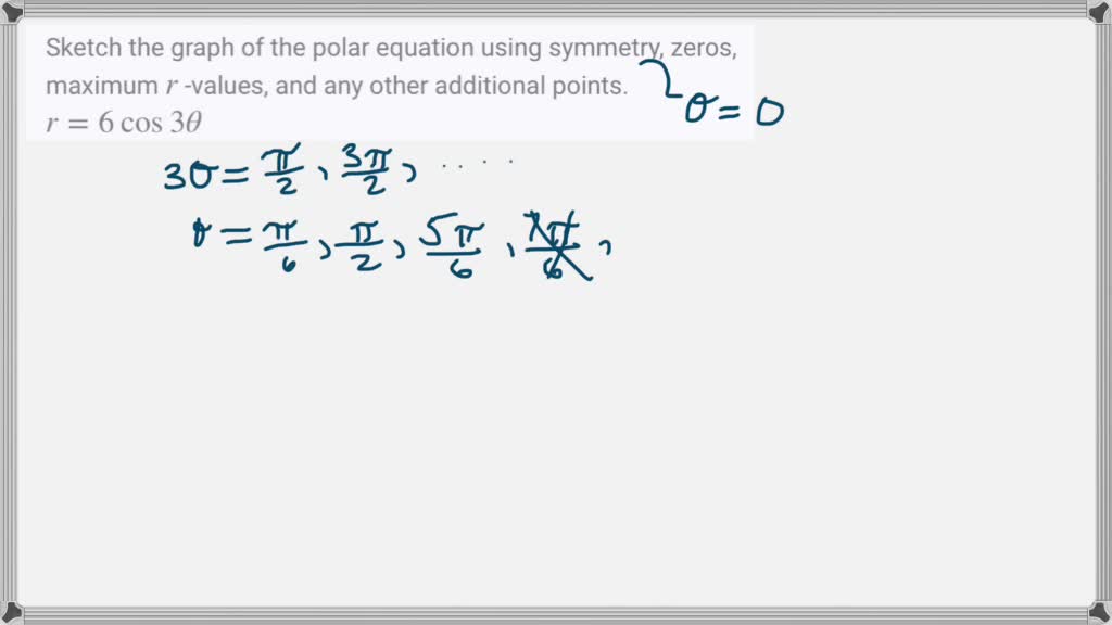 SOLVED:Sketch the graph of the polar equation using symmetry, zeros, maximum r -values, and any ...