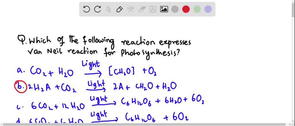 SOLVED:Which of the following reaction expresses Van Niel reaction for ...