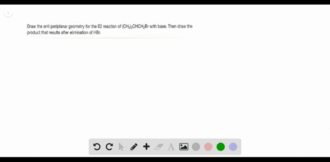 SOLVED:Draw the anti periplanar geometry for the E2 reaction of (CH3 ...