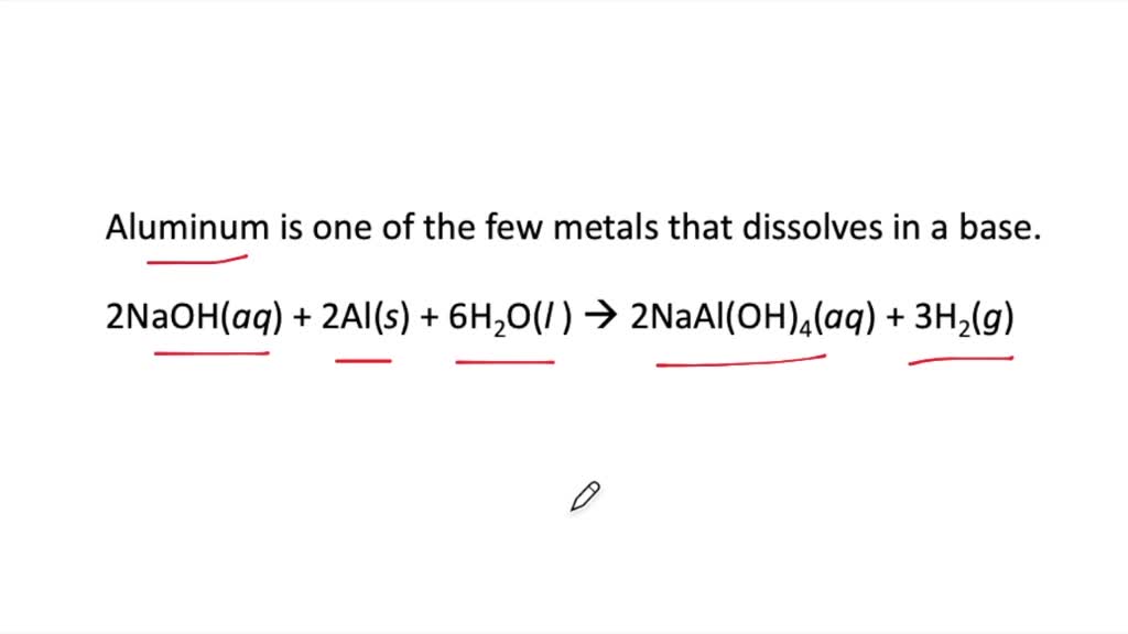 SOLVED:Name a metal that a base can dissolves and write an equation for ...